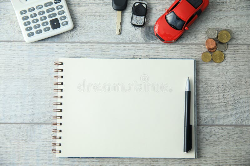 Notepad with Car Model and Key Stock Photo - Image of finance, business ...