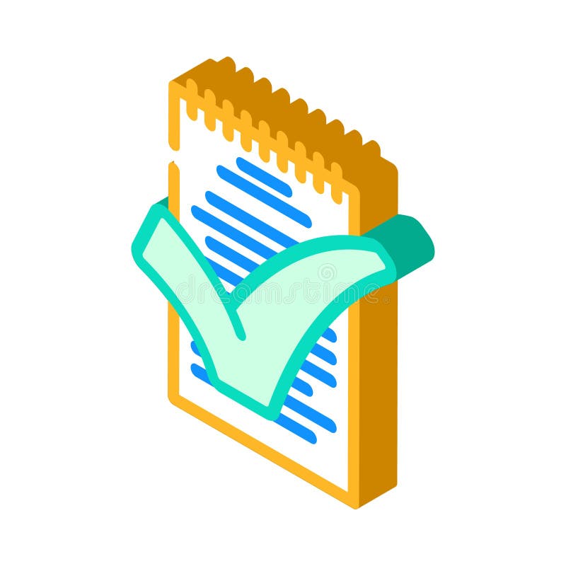 Notepad Check Mark Isometric Icon Vector Illustration Stock Vector ...