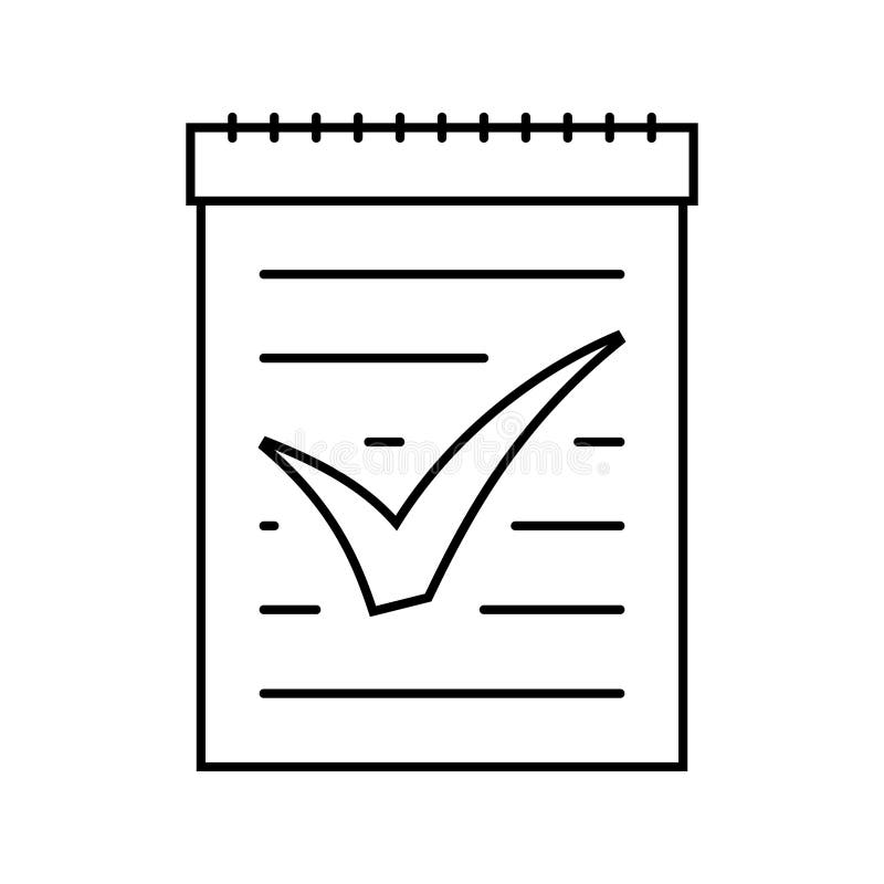 Notepad Check Mark Line Icon Vector Illustration Stock Illustration ...