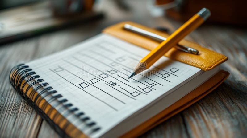 Notepad with Checklist, Wooden Table, Task List Stock Photo - Image of ...