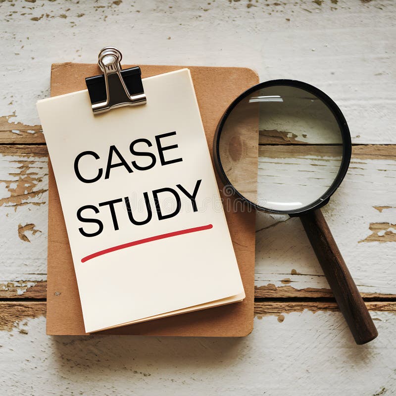 Notepad Displaying CASE STUDY Clipped on Rustic Surface beside ...