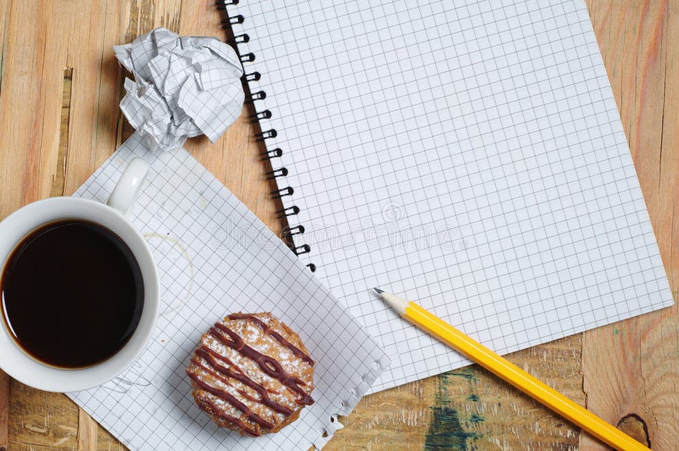 Notepad and Coffee with Cookie Stock Image - Image of paper, cookie ...