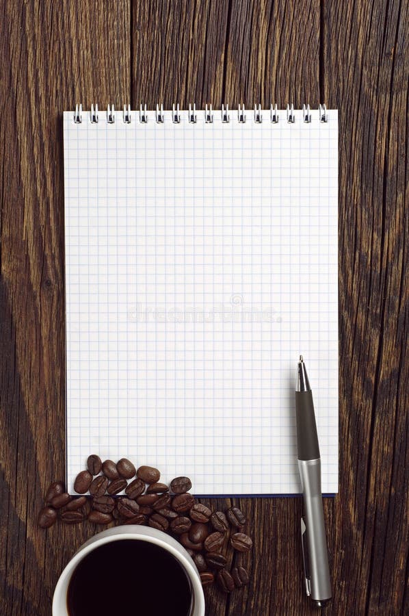 Notepad and Coffee on Table Stock Photo - Image of espresso, blank ...