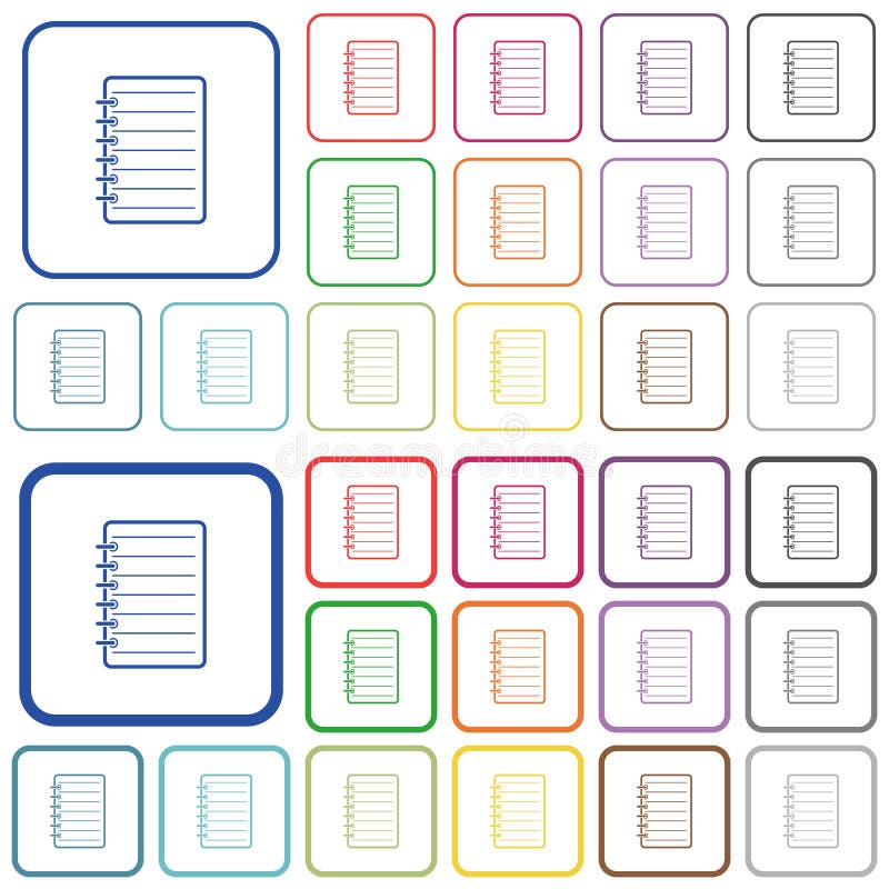Notepad Outlined Flat Color Icons Stock Vector - Illustration of frames ...