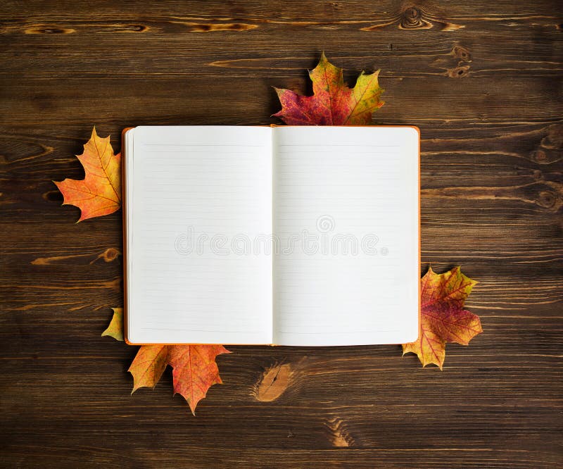 Notepad with Color Maple Leaves Stock Image - Image of business, brown ...