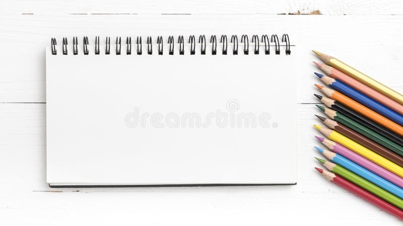Notepad with color pencil stock photo. Image of pencil - 60420576
