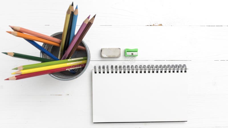 Notepad with color pencil stock image. Image of notepad - 60420871