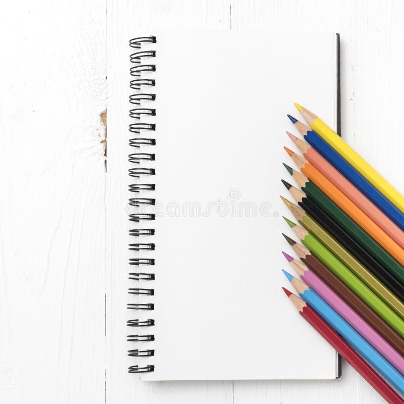 Notepad with color pencil stock image. Image of office - 60431741