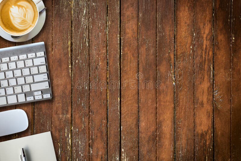 Notepad, Computer and Coffee Cup. View from Above Stock Image - Image ...