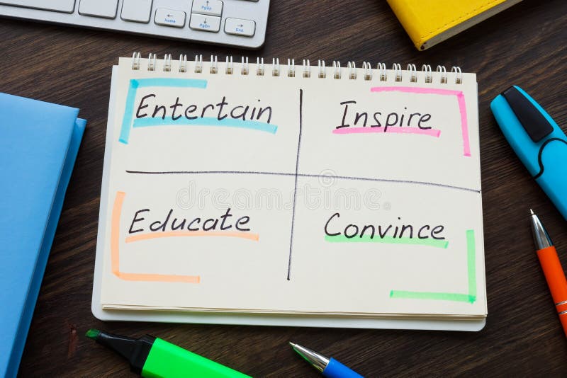 Notepad With Content Marketing Matrix Entertain Inspire Educate And