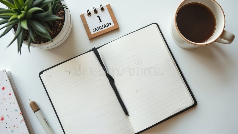 A Notepad with the Date on it is on a Table Stock Illustration ...