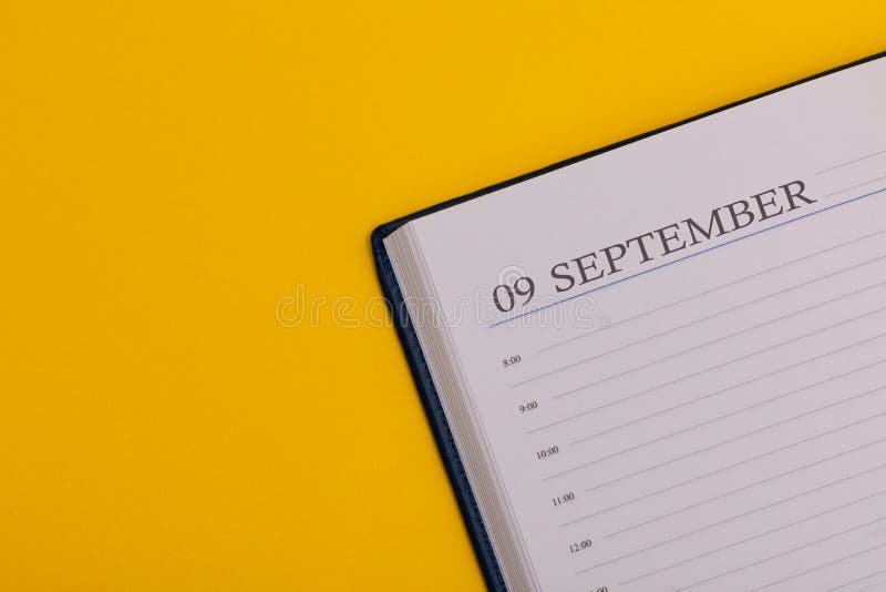 Notepad or Diary with the Exact Date on a Yellow Background. Calendar ...