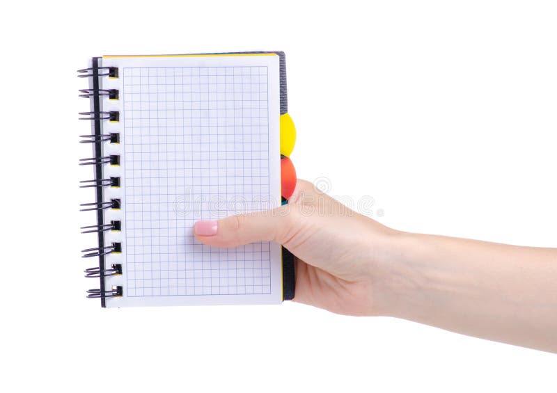 Notepad diary in hand stock photo. Image of education - 179491944
