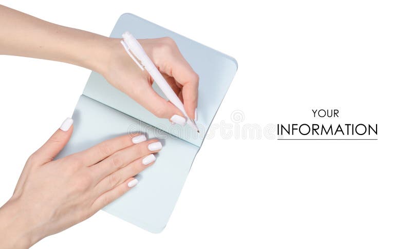 Notepad Diary with Pen in Hands Pattern Stock Photo - Image of hold ...