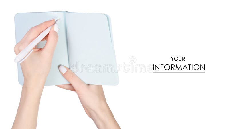 Notepad Diary with Pen in Hands Pattern Stock Photo - Image of ...
