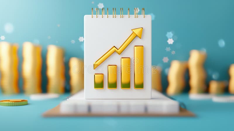 A Notepad Displays a Chart with a Rising Arrow, Representing Financial ...