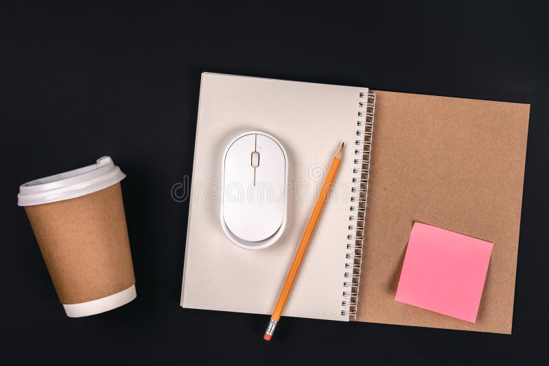 Notepad, Disposable Paper Cup, Computer Mouse and Paper Sticker, Top ...