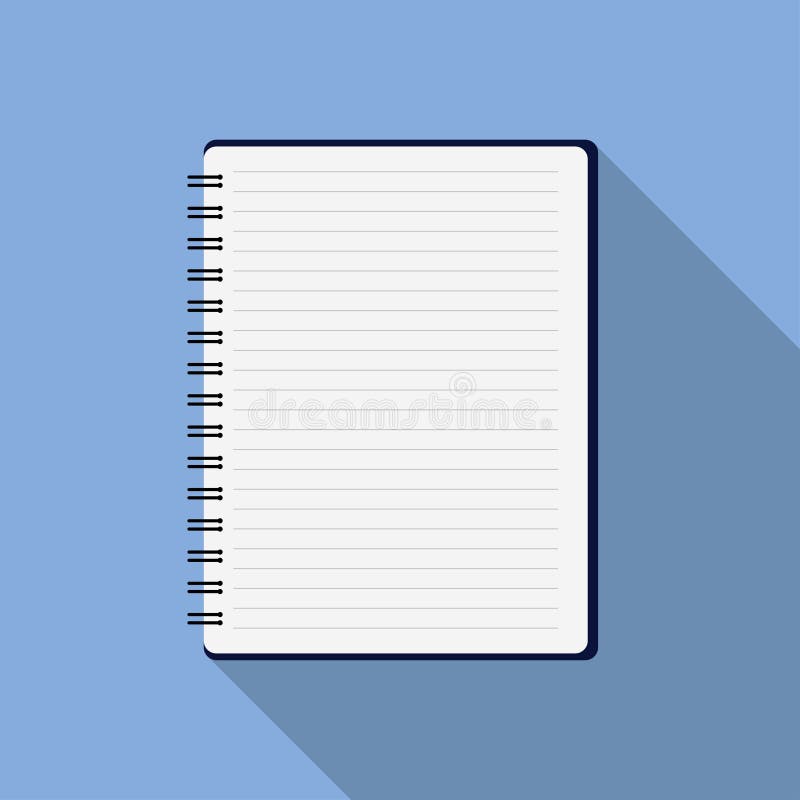 Notepad Education on Blue Background with Shadows Empty Paper Work ...