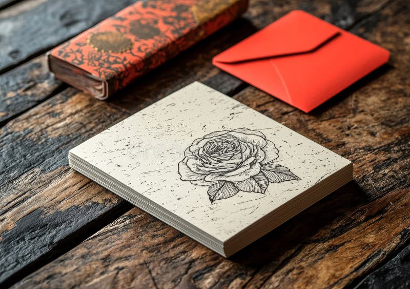 A Notepad Featuring Floral Illustrations on Its Corners and a ...