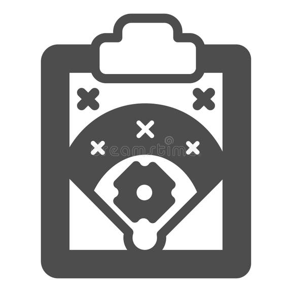 Notepad with Field Map Solid Icon, Baseball Game Concept. Vector ...