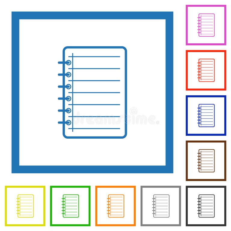 Notepad flat framed icons stock vector. Illustration of notepaper ...