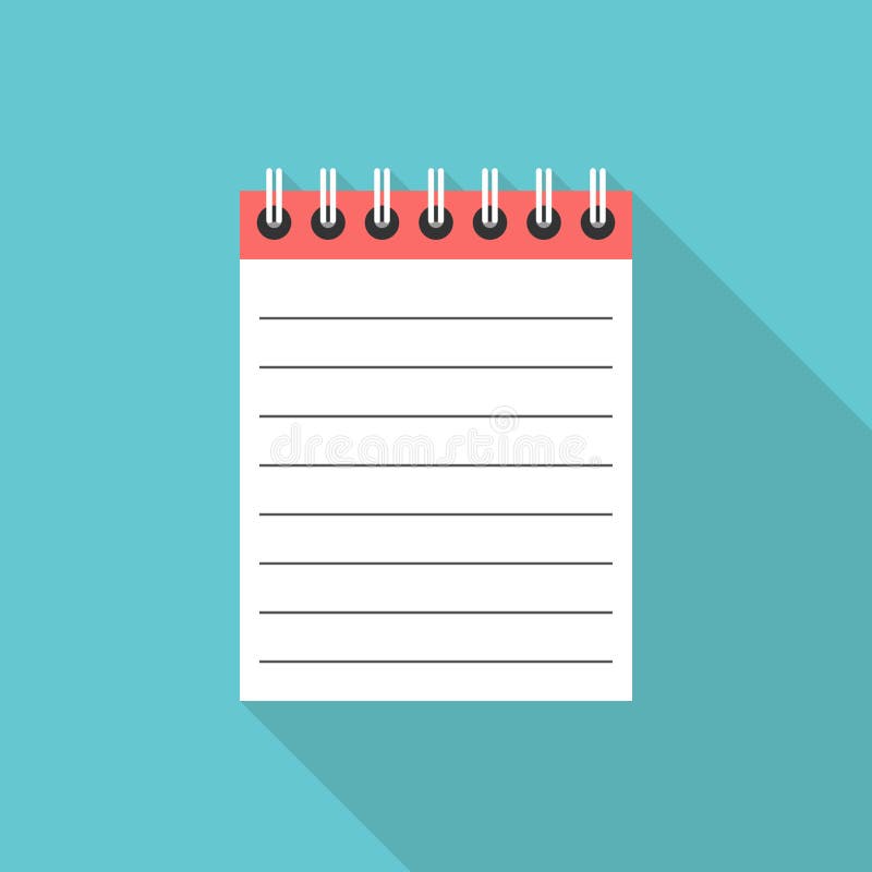Notepad, flat, long shadow stock vector. Illustration of long - 263403980