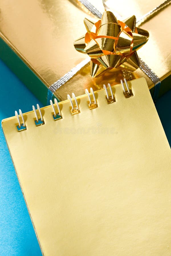 Notepad and gift box stock photo. Image of material, note - 22130604