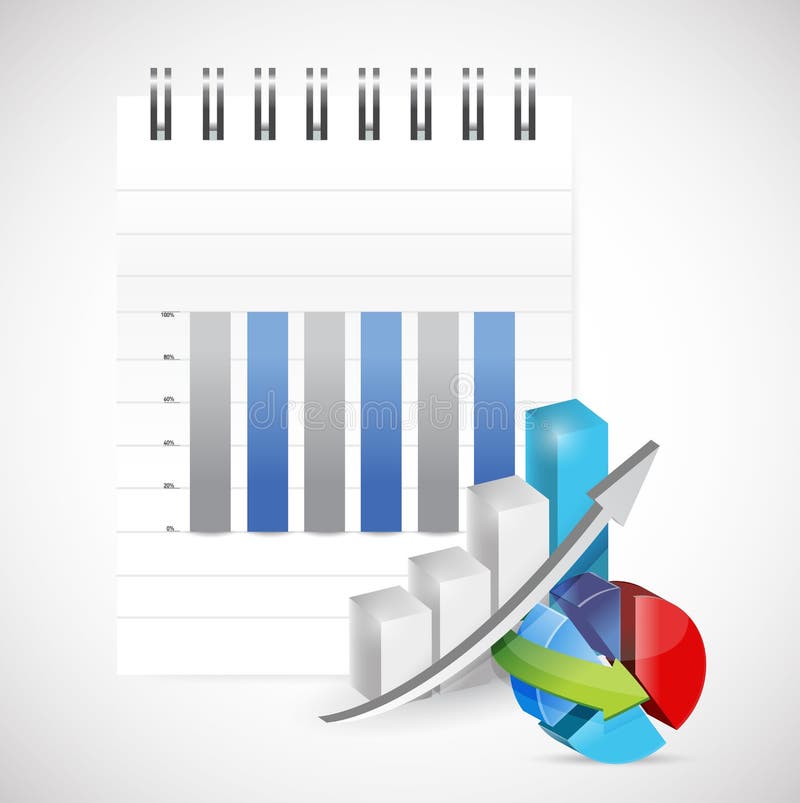 Notepad Graph and Pie Chart Illustration Stock Illustration ...