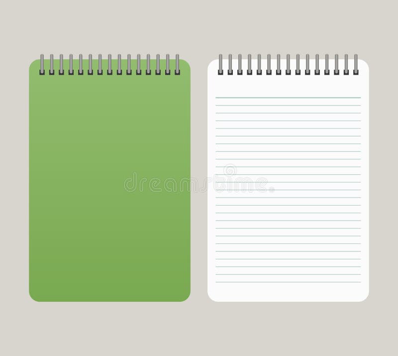 Notepad with a Green Cover and with a Binding from Above Stock Vector ...