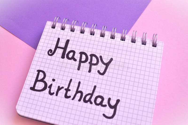 Handwritten Happy Birthday Text in Notepad Stock Illustration ...