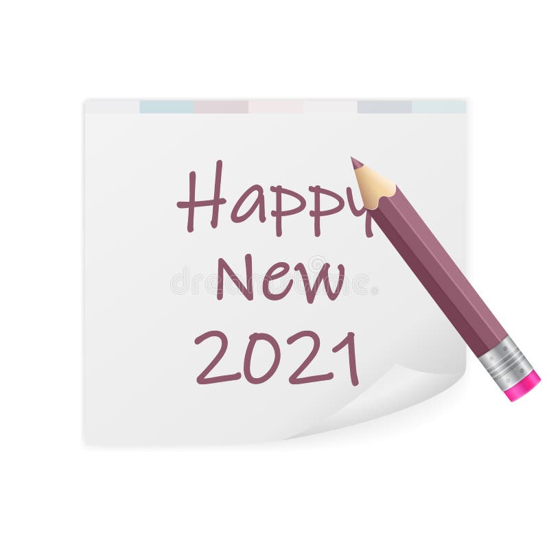 Notepad Happy New 2021 Text Stock Vector - Illustration of isolated ...