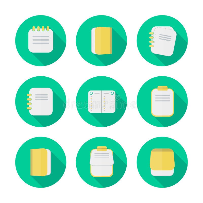 Notepad Icon in a Flat Design with Long Shadow Stock Vector ...