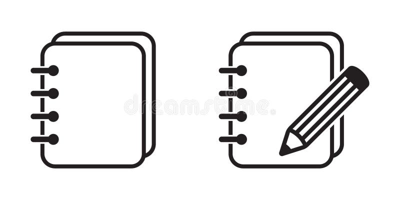 Notepad Icon, Notepad with Pencil Icon, Note Book Icon. Stock Vector ...
