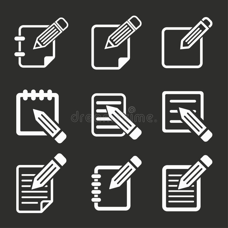 Notepad icon set. stock vector. Illustration of button - 83640544
