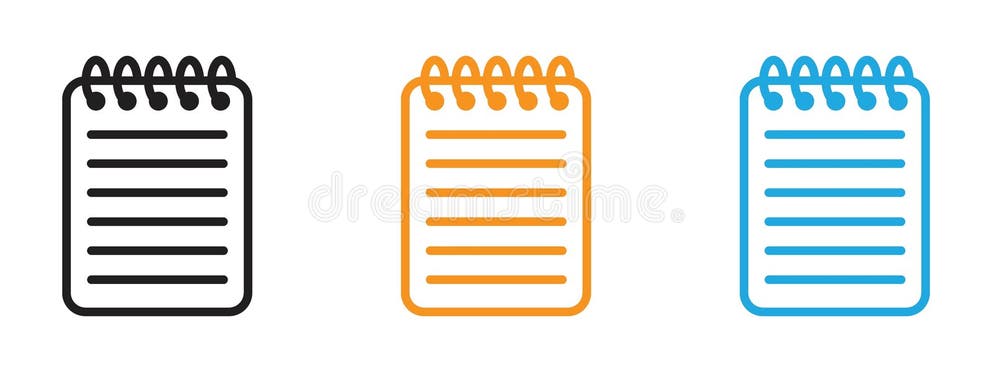 Notepad Icon Thin Line Illustration Set Stock Vector - Illustration of ...