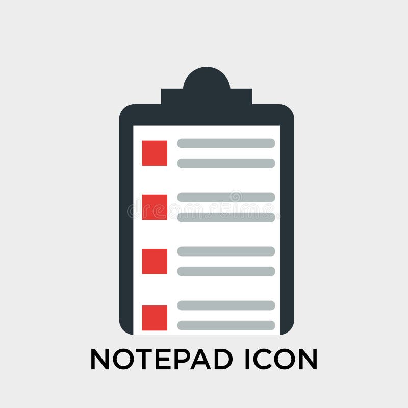 Notepad Icon Vector Sign and Symbol Isolated on White Background Stock ...