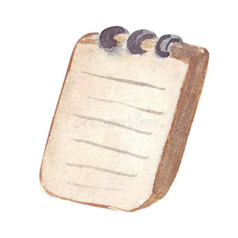 Notepad Illustration. Watercolor Hand Painted Notebook Design Isolated ...