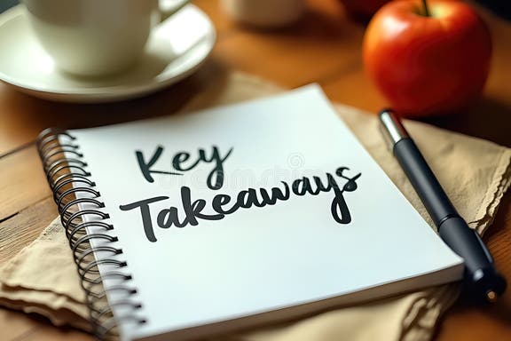Notepad, Key Takeaways, Coffee Cup, Apple Stock Illustration ...