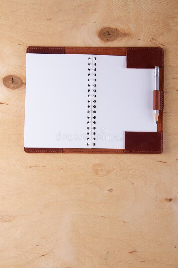 Notepad with Leather Notebook Cover Stock Image - Image of scratch ...