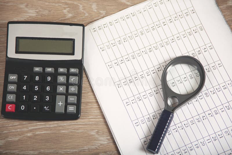 Notepad with Magnifier and Calculator Stock Photo - Image of notebook ...