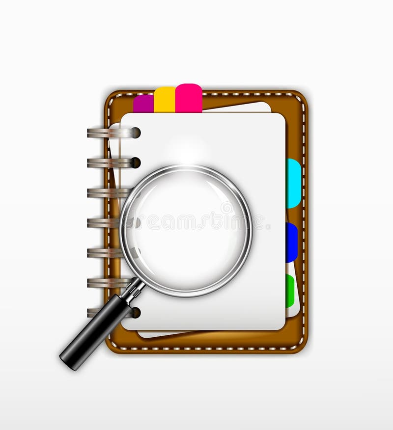 Notepad with Magnifying Glass for You Design Stock Illustration ...