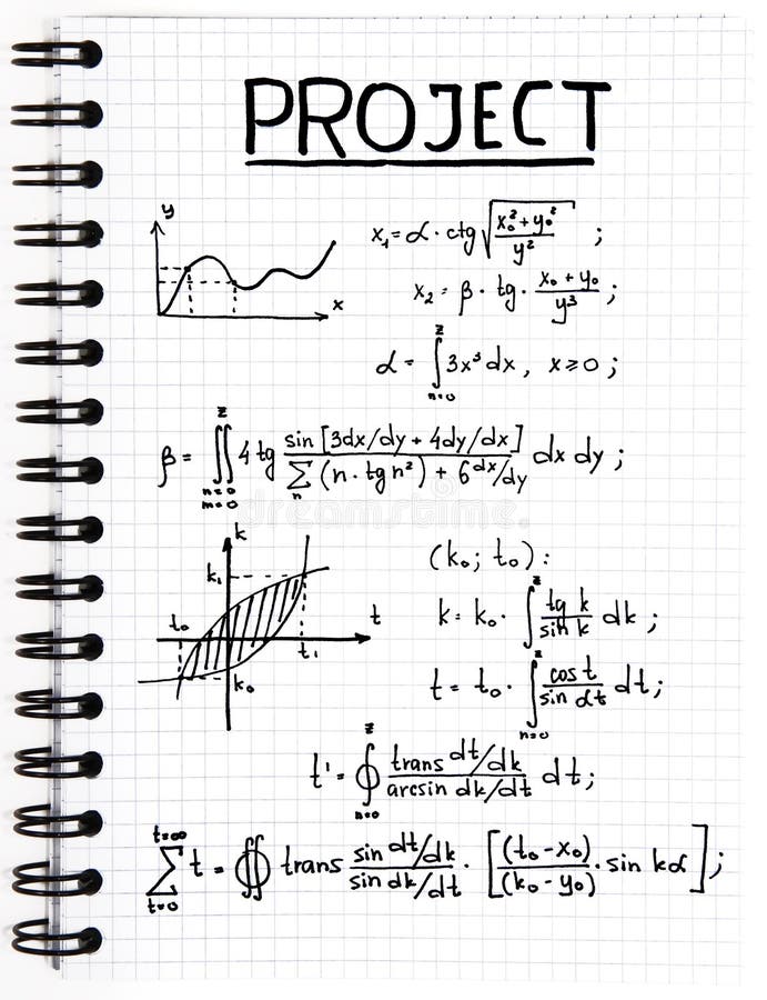 Notepad with a Mathematical Project with Red Marks Stock Photo - Image ...