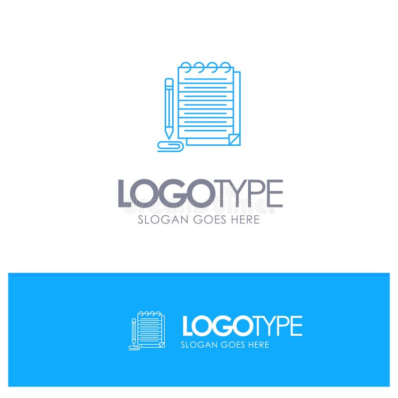 Notepad, Notebook, Pad, Novel Blue OutLine Logo with Place for Tagline ...