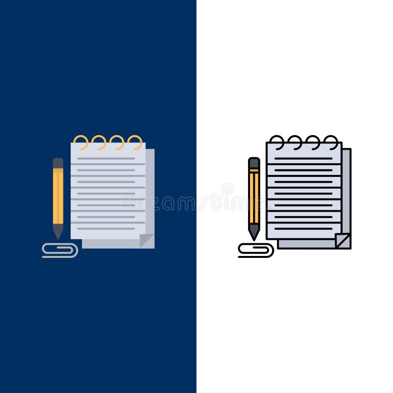Notepad, Notebook, Pad, Novel Icons. Flat and Line Filled Icon Set ...