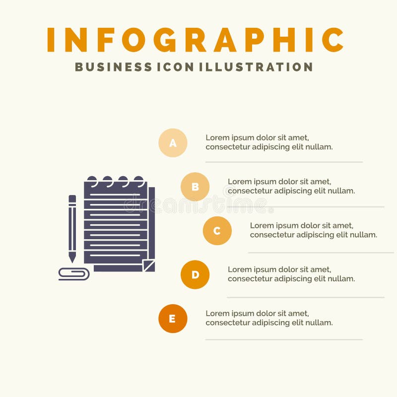 Notepad, Notebook, Pad, Novel Solid Icon Infographics 5 Steps ...