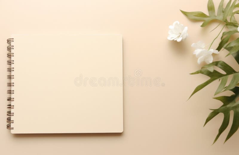 A Notepad, Notebooks and a Computer on a Beige Surface Stock ...