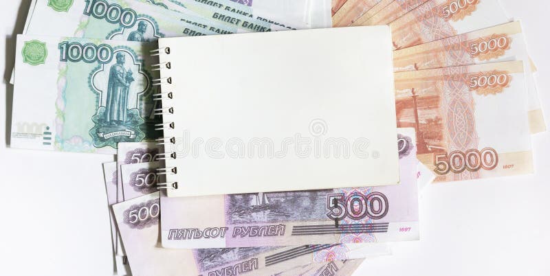 A Notepad for Notes Lies on Russian Rubles. Russian Money Stock Image ...