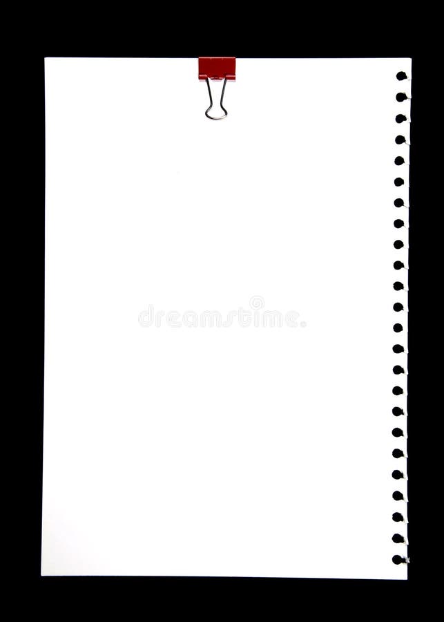 Notepad Page with Clip stock photo. Image of copybook - 5150404