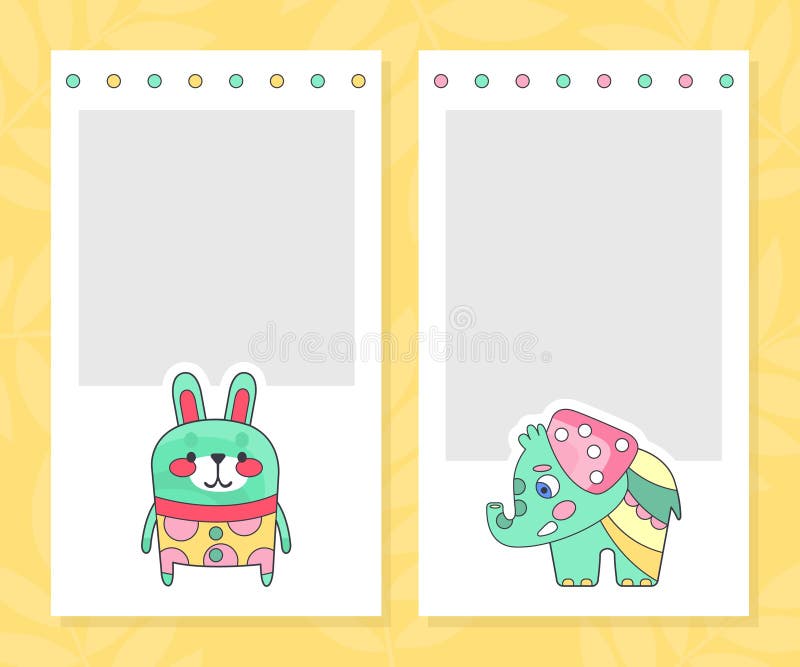 Notepad Page with Cute Animal for Writing Notes Vector Template Stock ...