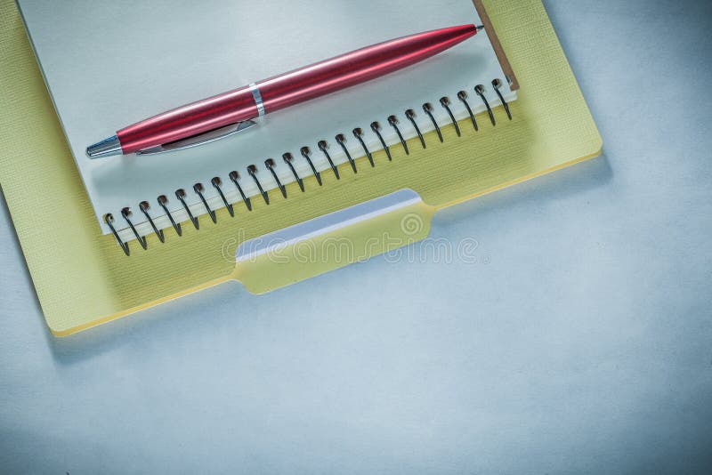 Notepad Paper Folder Biro Pen Stock Photo - Image of education, writing ...